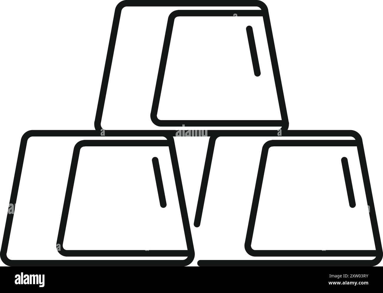 Line drawing of three gold ingots forming a pyramid shape, symbolizing ...
