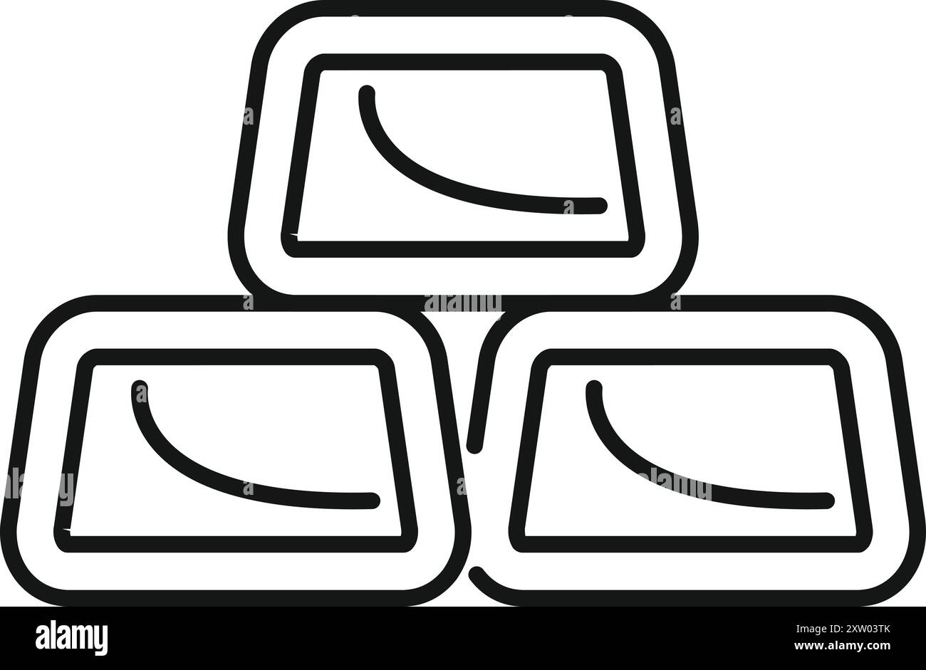 Simple line drawing of three pieces of turkish delight stacked on top ...