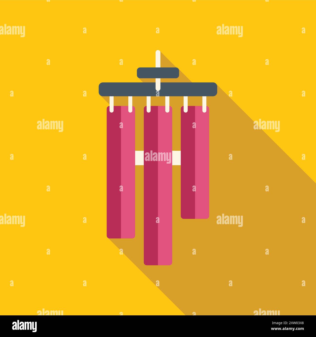 Pink wind chime hanging in the breeze, creating peaceful and relaxing ...