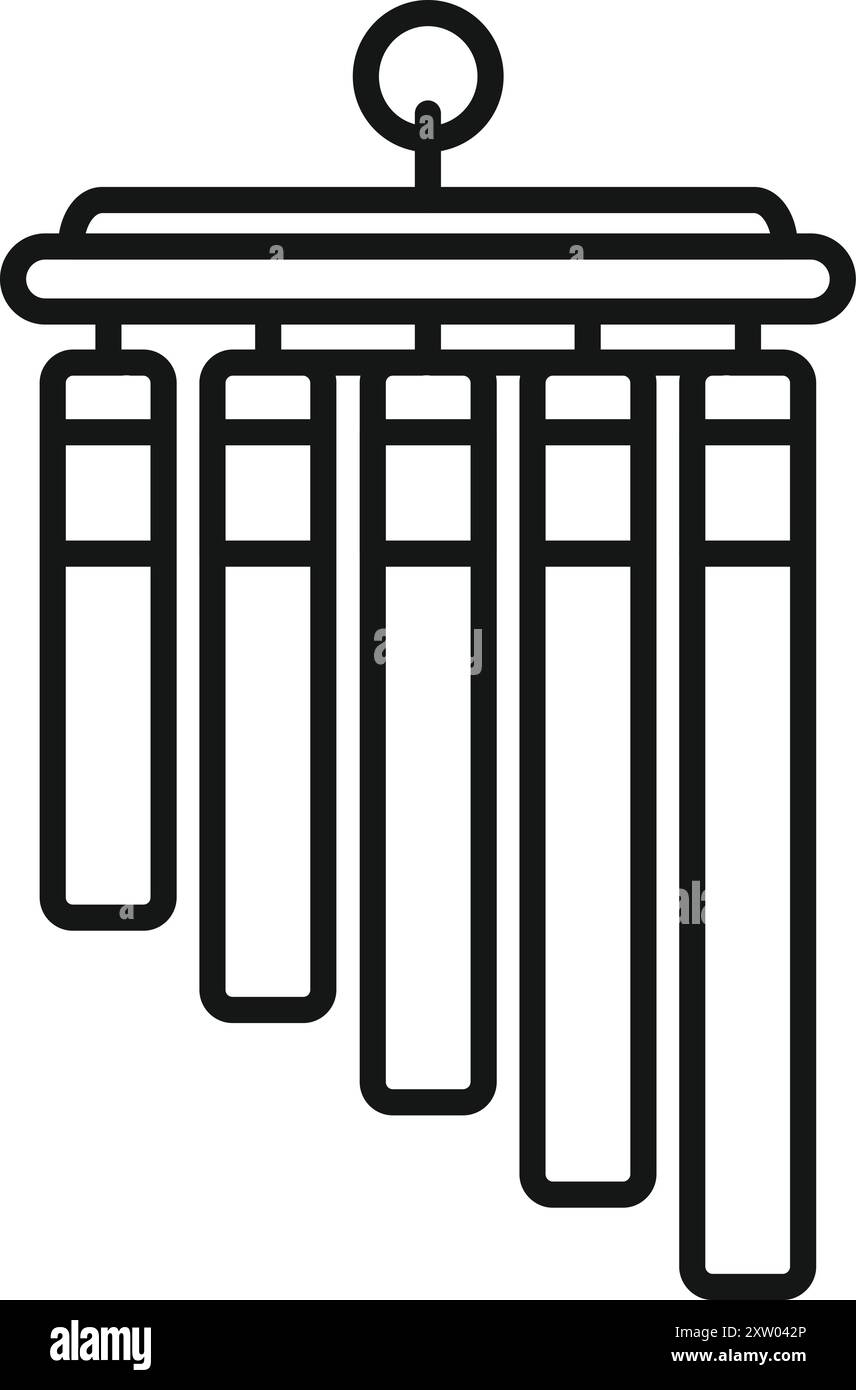 Line art icon of a wind chime hanging and producing soothing sounds ...