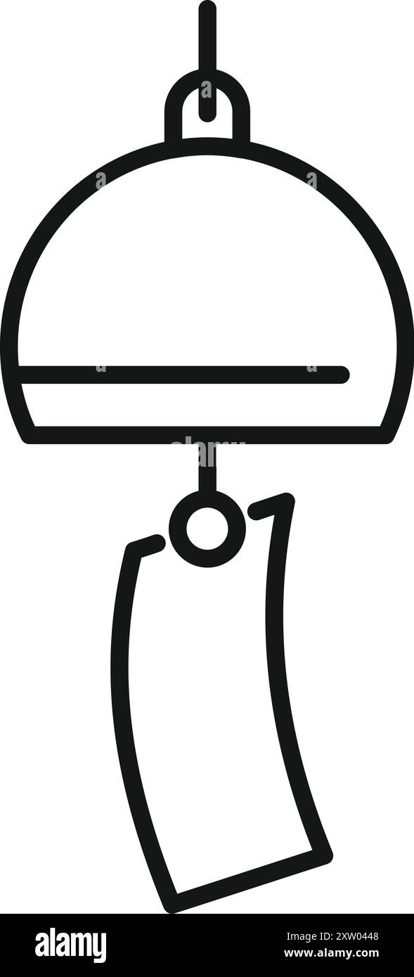 Simple line art icon of a traditional japanese wind chime hanging Stock ...