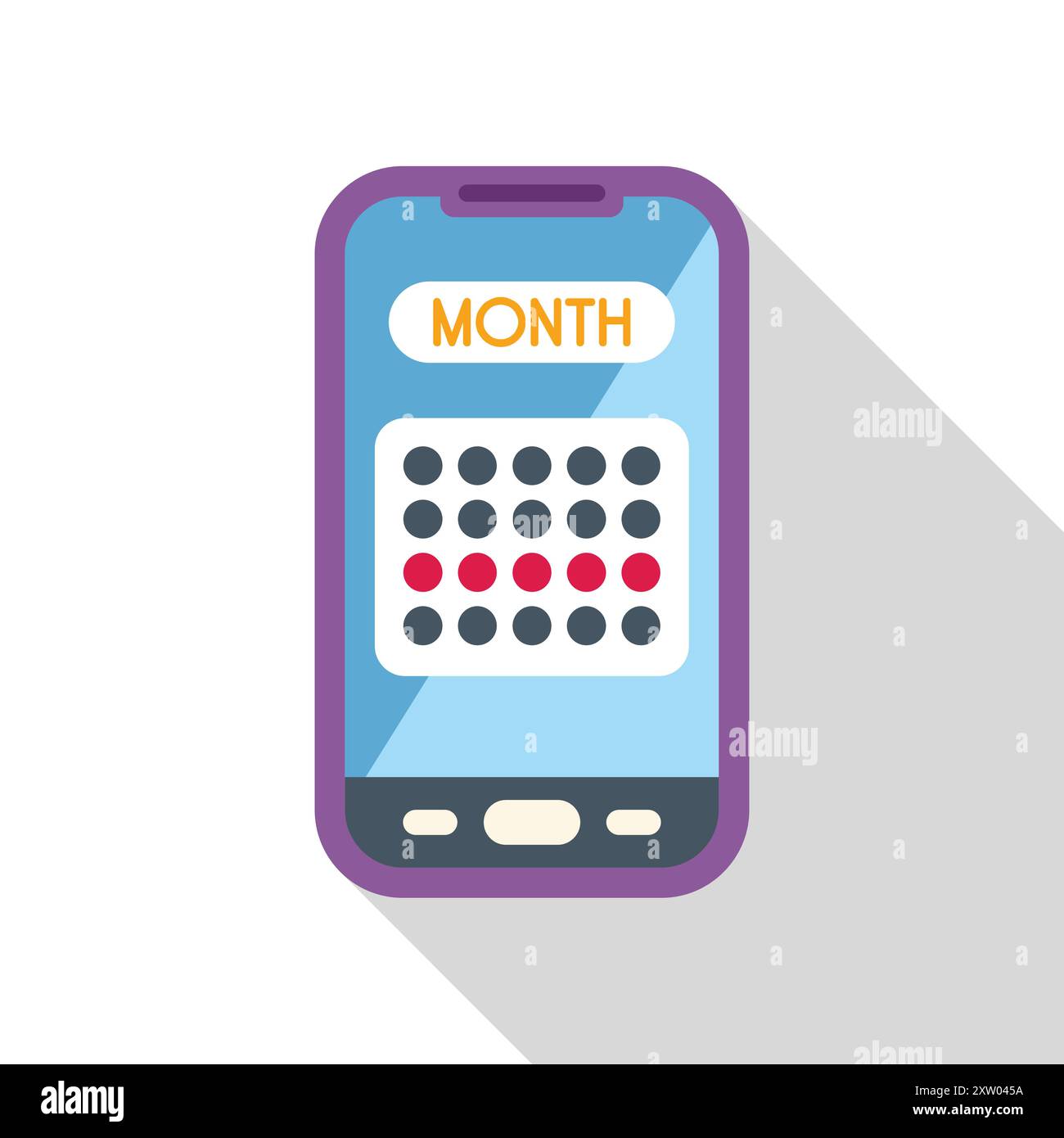 Smartphone is displaying a calendar app with the days of the month ...