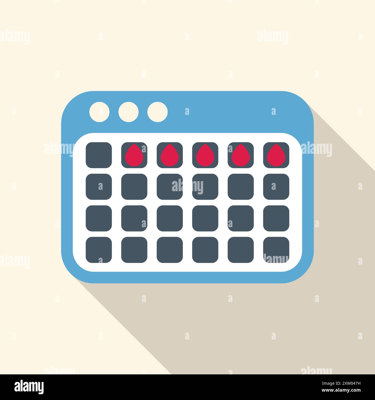 Menstrual cycle tracking app is showing period days on calendar Stock ...