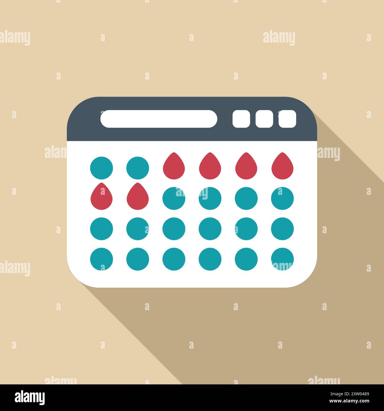 Menstrual calendar tracking the period days of a cycle using a mobile ...