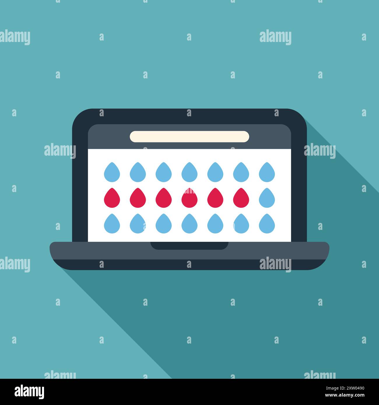 Menstrual cycle tracking app displayed on a laptop screen, helping ...