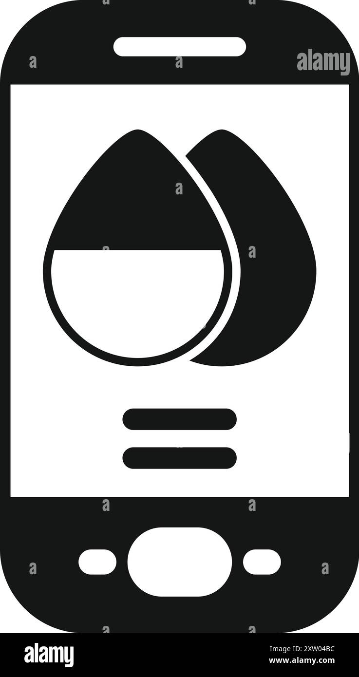 Simple, bold icon of a smartphone displaying a water drop, perfect for ...