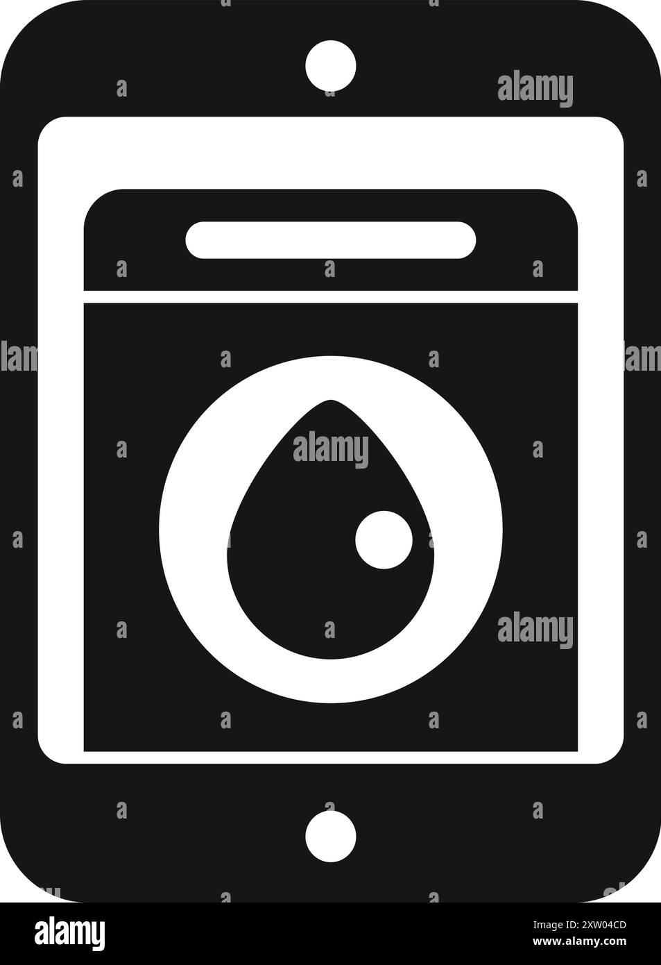 Black and white icon of a smartphone displaying a water drop ...