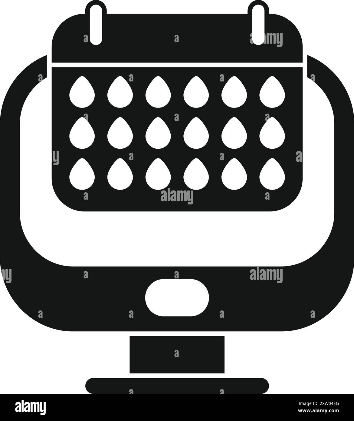Simple icon of a computer monitor displaying a calendar marked with ...