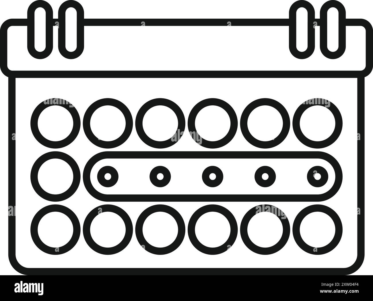 Calendar showing week days with selected week icon, outline style Stock ...