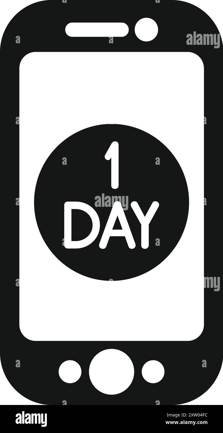 Black and white icon of a smartphone with a notification showing one ...