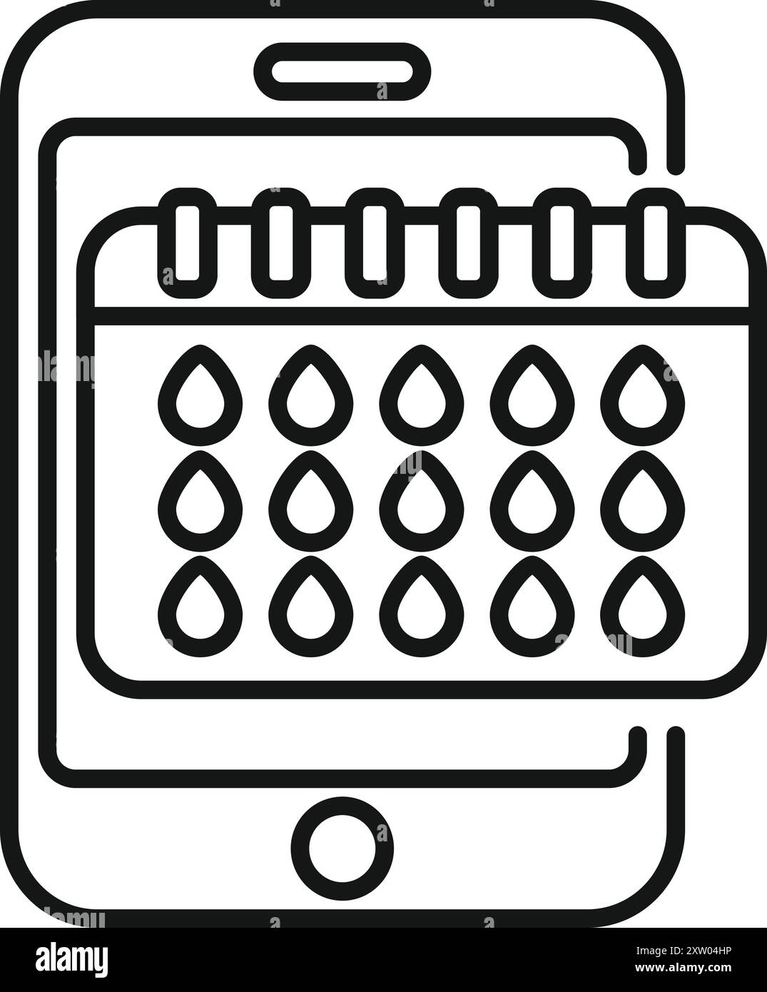 Simple, modern icon of a smartphone displaying a menstrual cycle ...