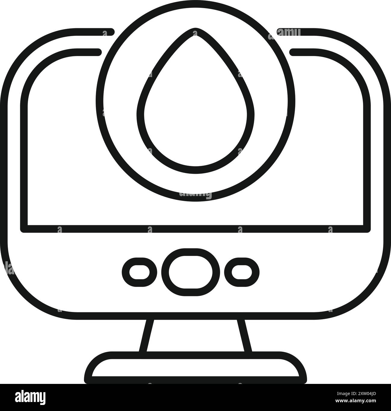 Computer monitor is showing a water drop icon, representing a liquid ...