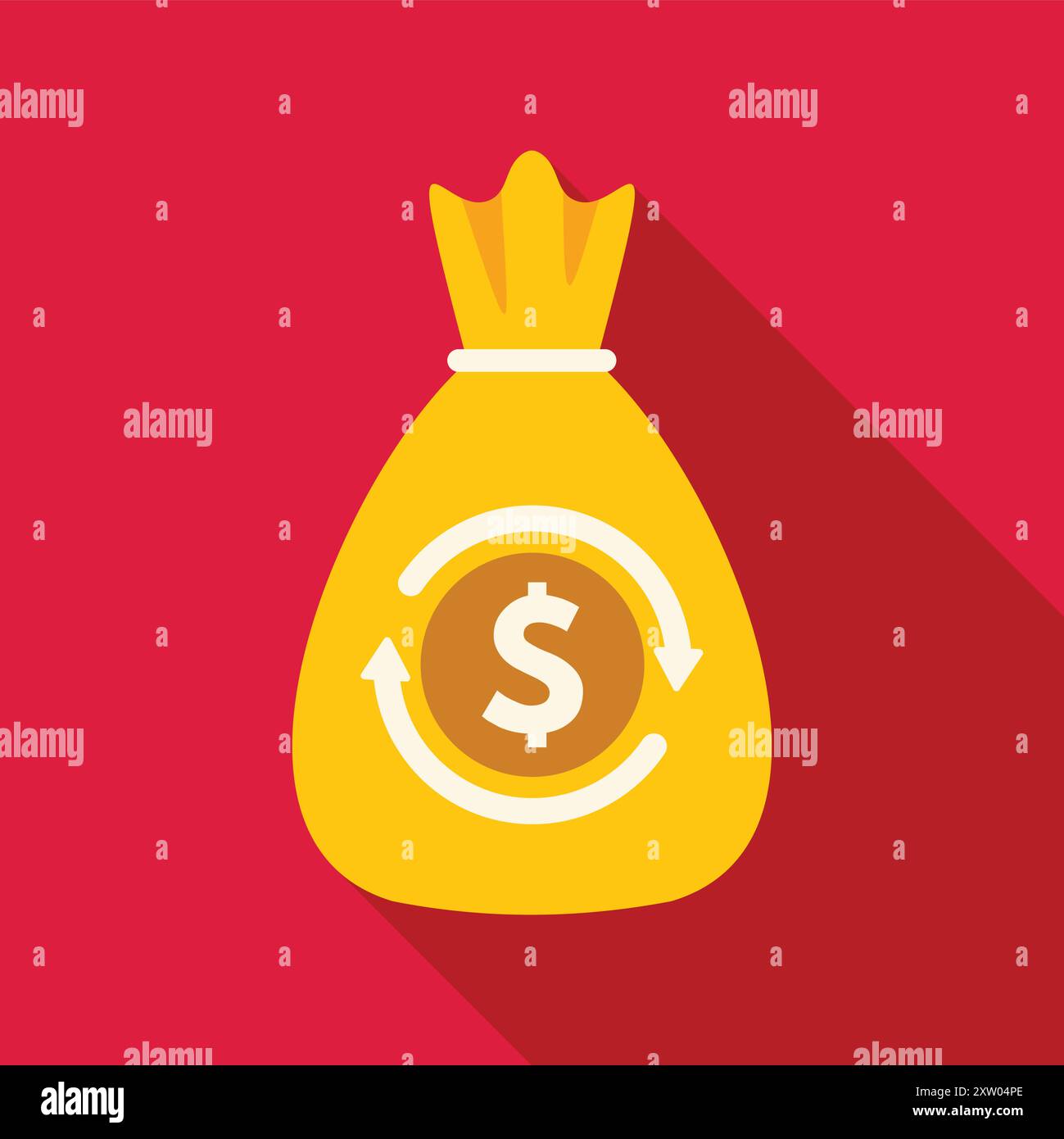 Money bag with rotating arrows around a dollar sign representing a ...