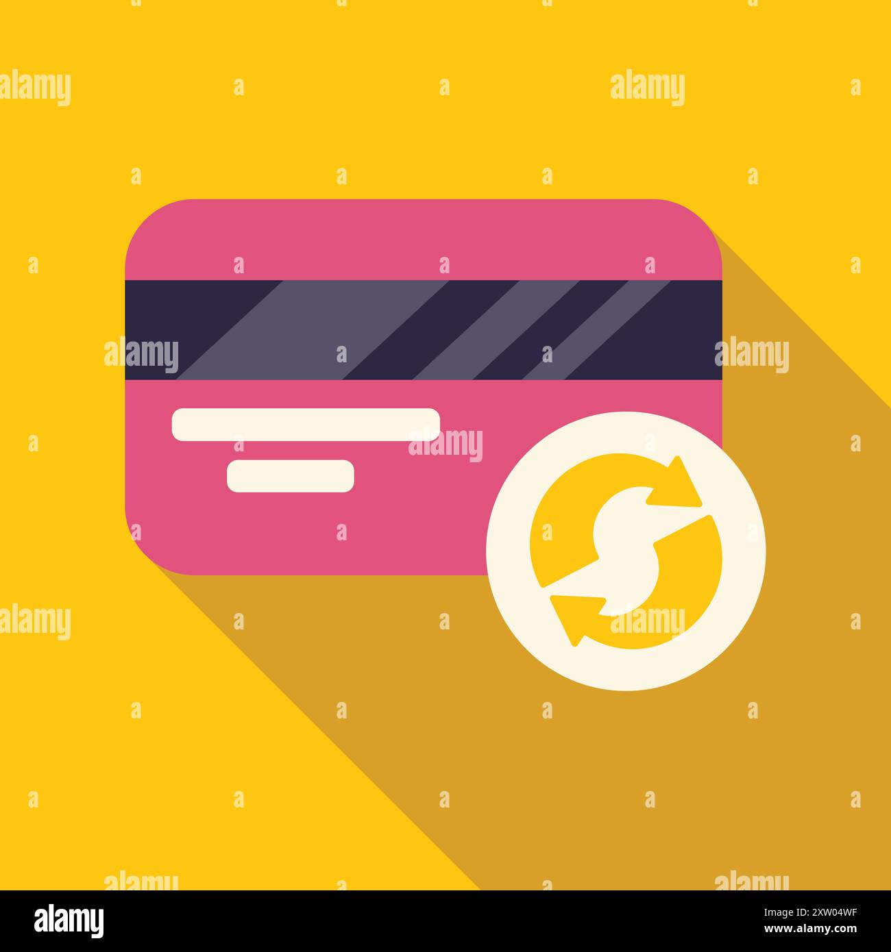 Credit card is showing a recurring payment system with a reload icon ...