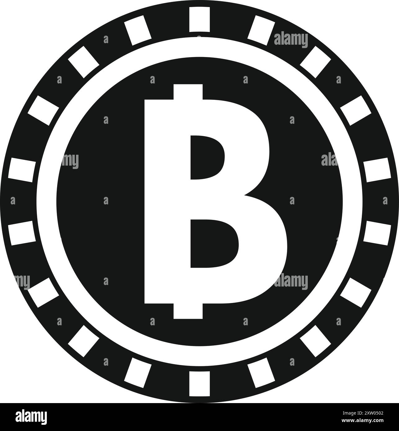 Black and white bitcoin sign representing the famous cryptocurrency ...