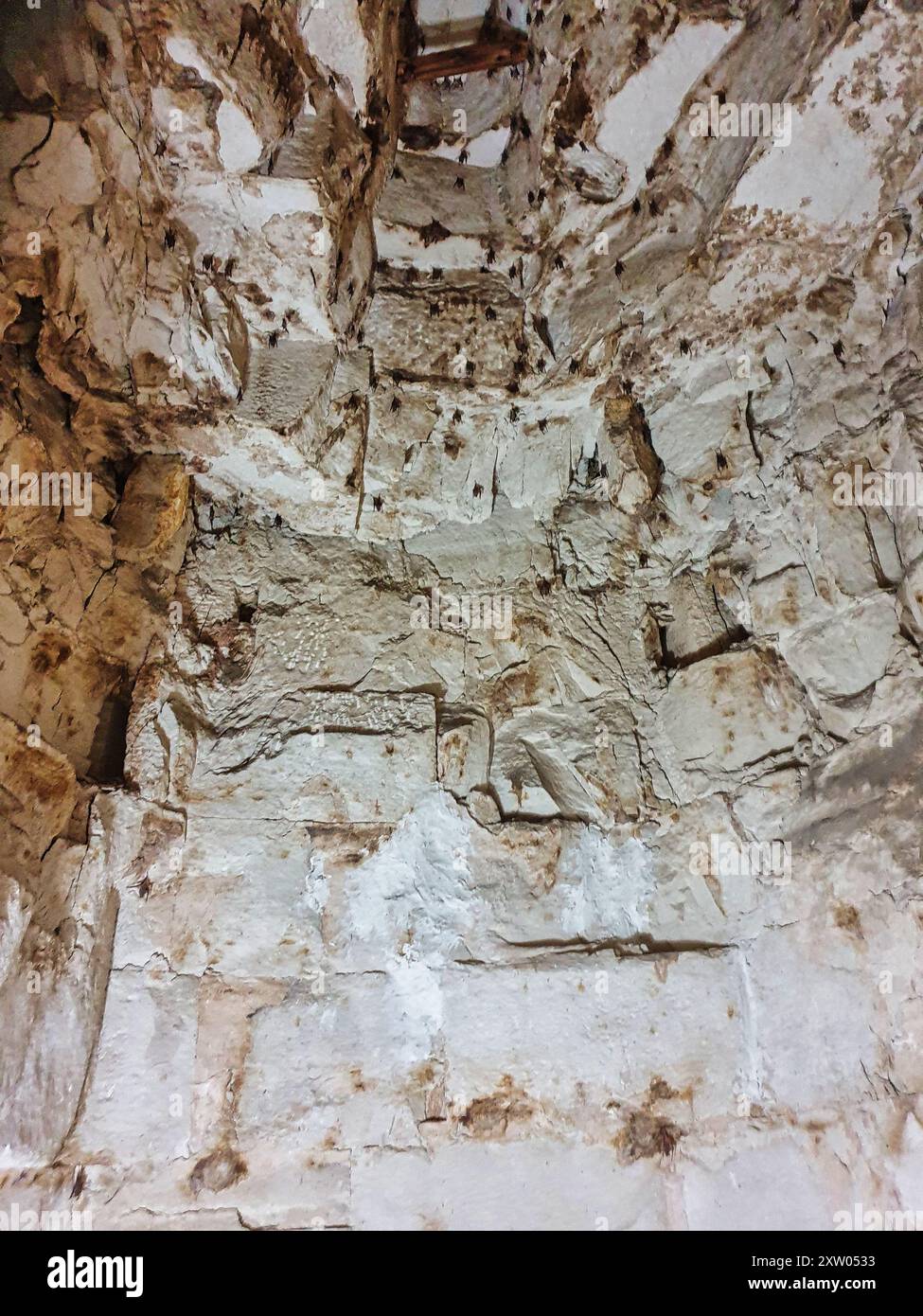 Bent Pyramid -A view of the corbelled roof of the 2nd burial chamber ...