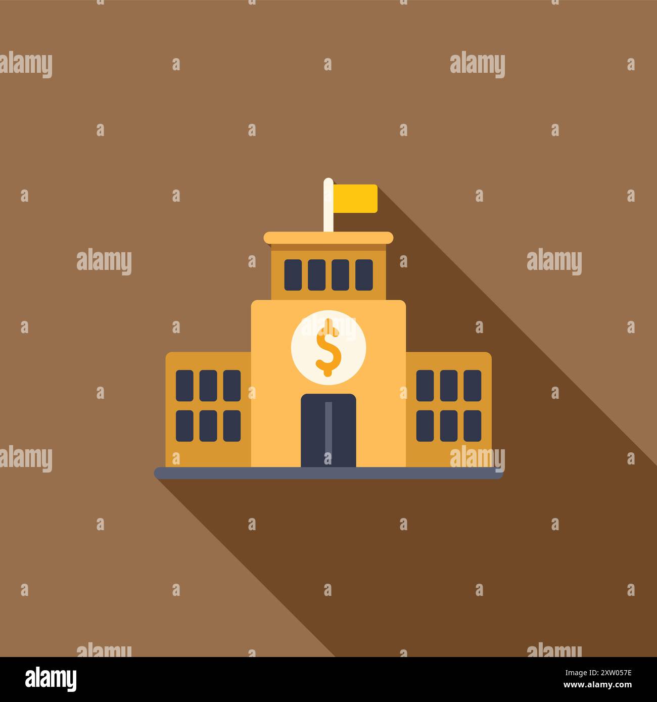 Simple vector illustration of a bank building facade with a dollar sign ...