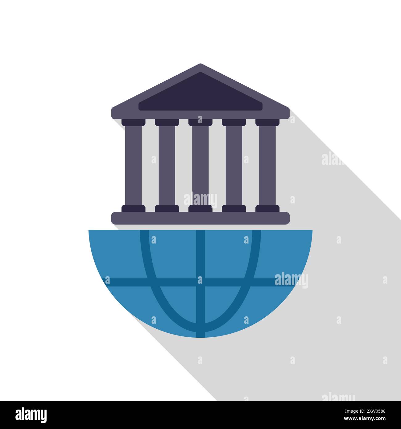 Ancient greek style building standing on half of planet earth, concept ...
