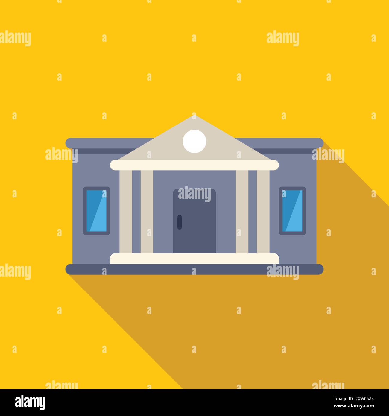 This vector illustration of a bank building facade with columns ...