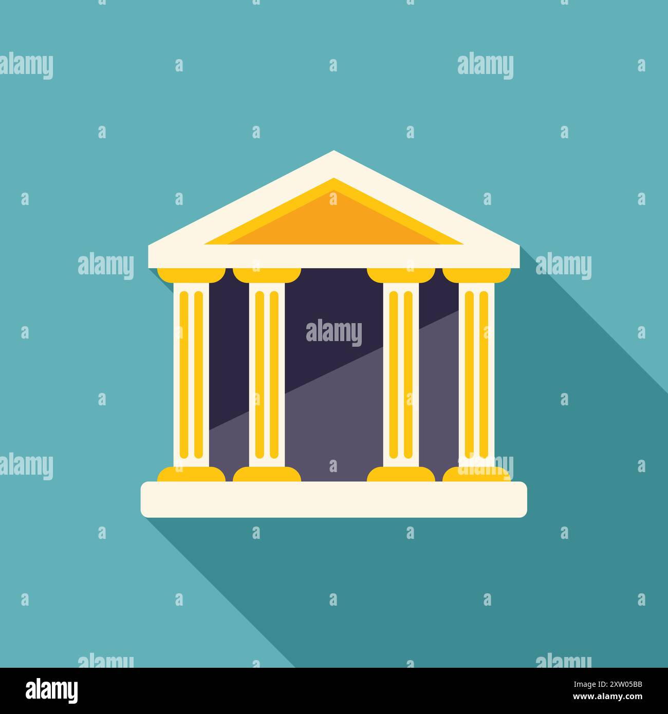 Government building facade with columns is depicted in a flat design ...