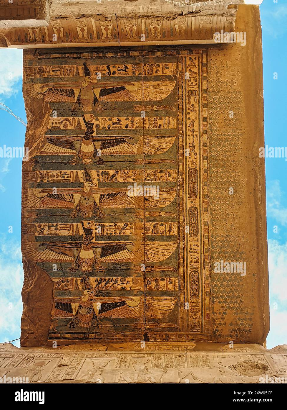 Ceiling slab with beautiful artwork depictions of Nekhbet, the Vulture ...