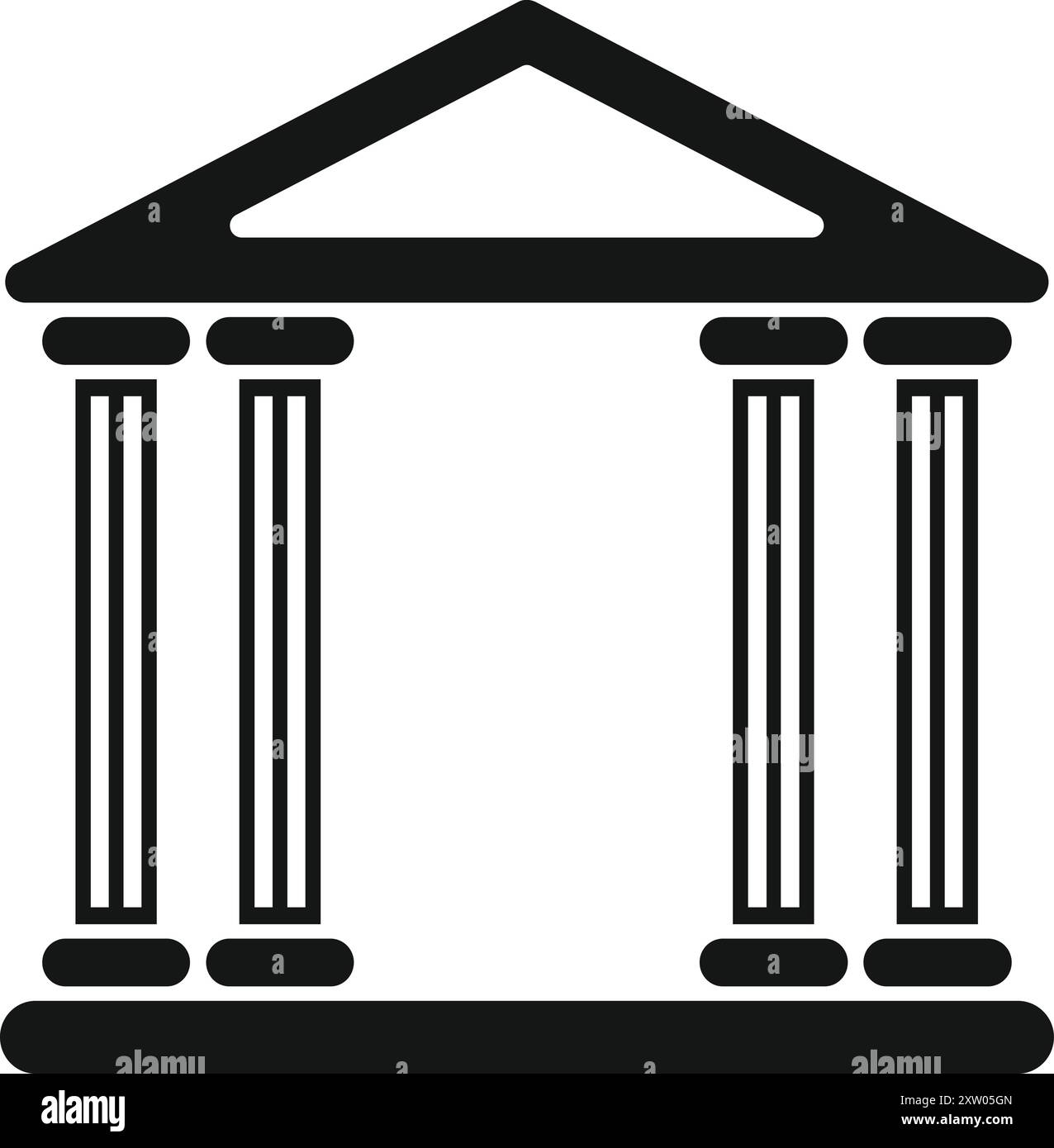 Simple icon of a greek temple facade with columns supporting a ...