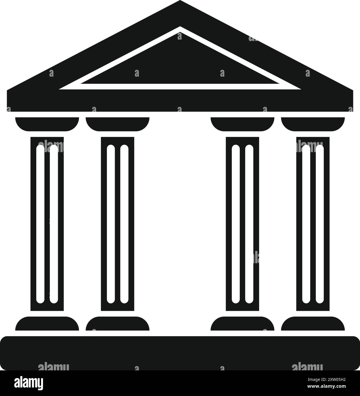 Black silhouette of a classic temple with four columns supporting a ...