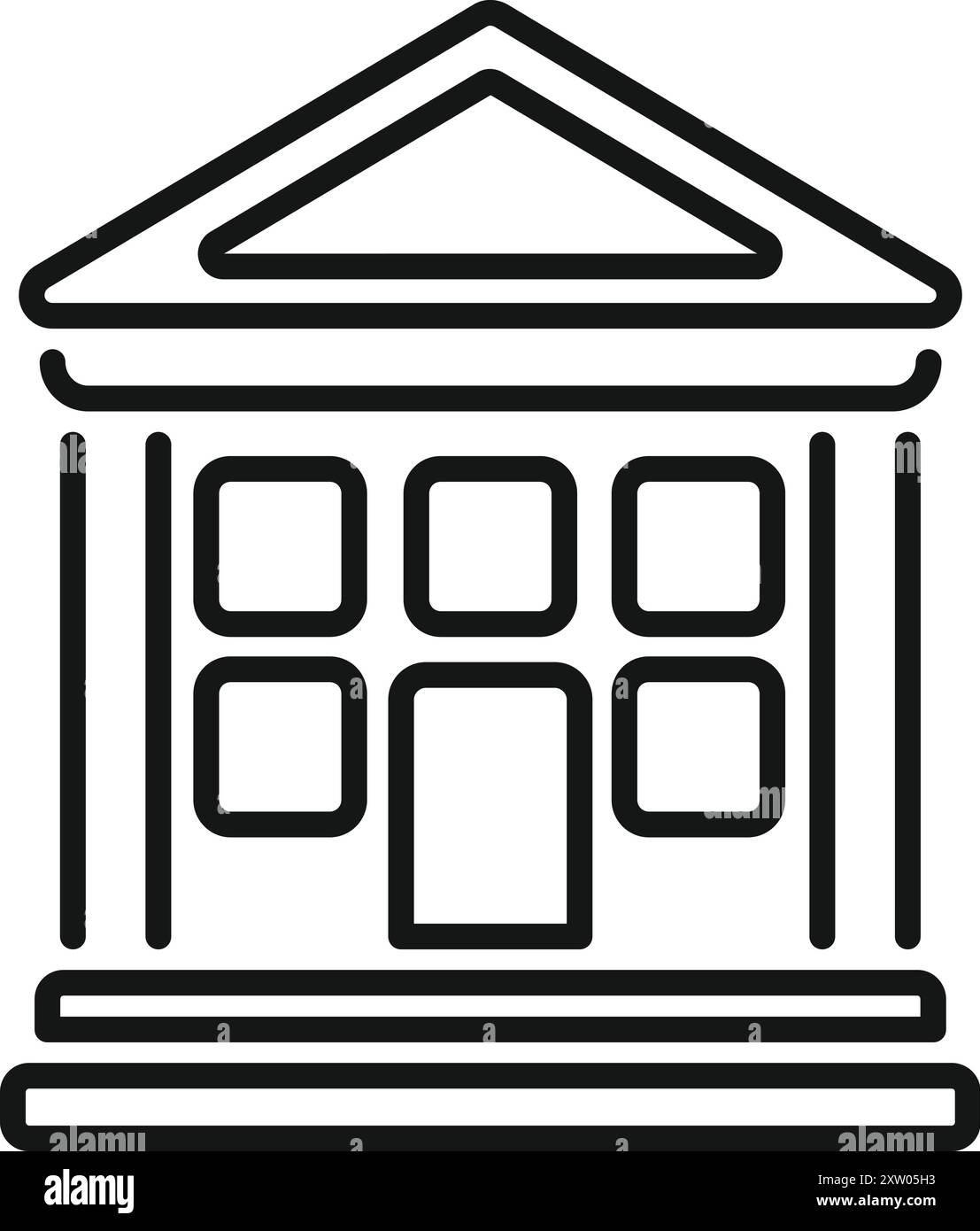 Simple line art icon depicting a courthouse building with columns and a ...