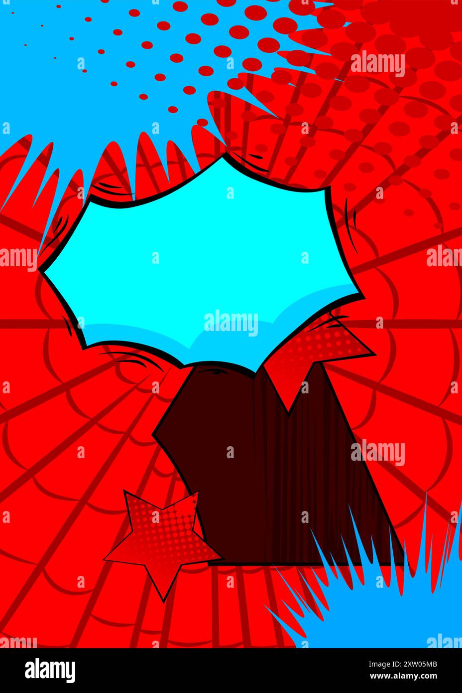 Cartoon blue and red background, comic book backdrop. Retro vector ...