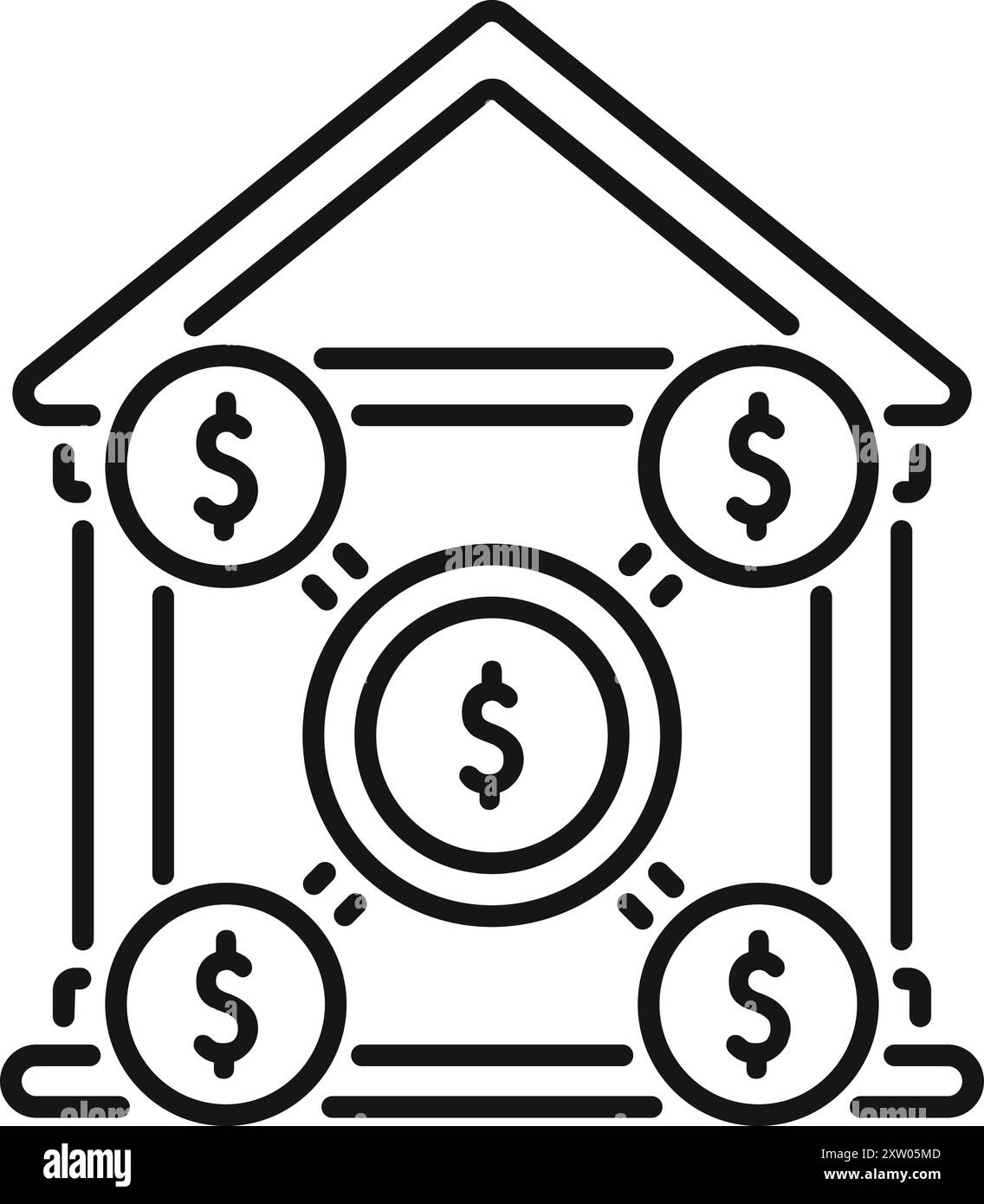 Line art icon representing the concept of real estate investment ...