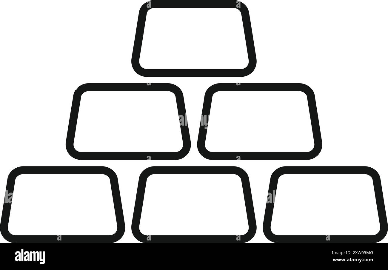 Line art icon of gold bars forming a pyramid, symbolizing wealth ...
