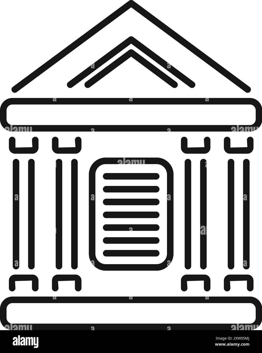 Simple line art icon of a courthouse building with columns, symbolizing ...