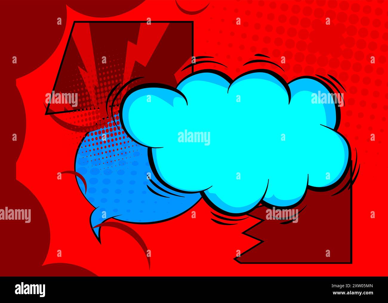 Cartoon blue and red background, comic book backdrop. Retro vector ...