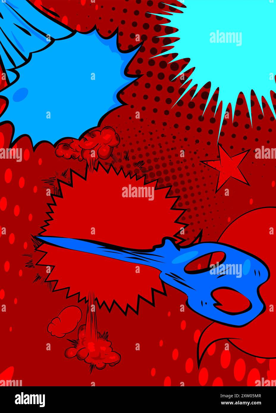 Cartoon blue and red background, comic book backdrop. Retro vector ...