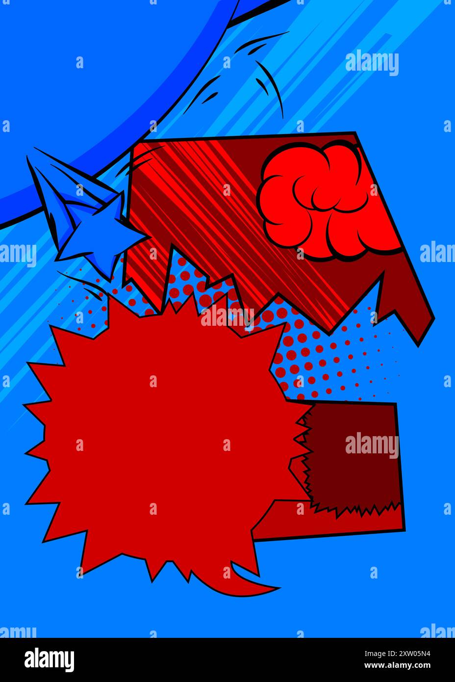 Cartoon blue and red background, comic book backdrop. Retro vector ...