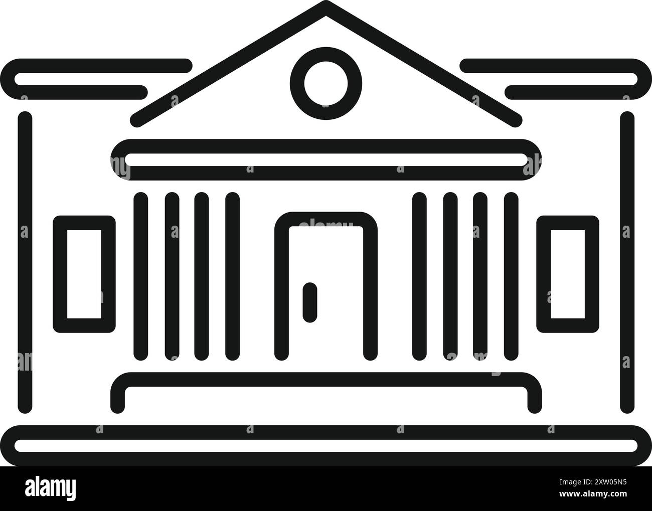 Line drawing of a courthouse building with columns representing justice ...
