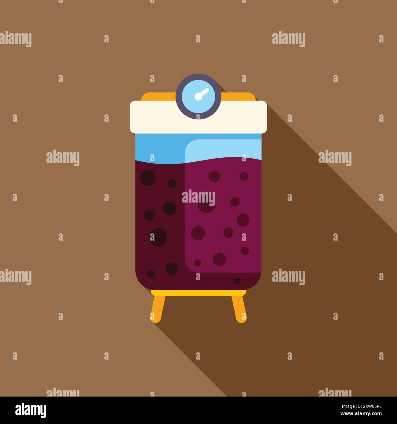 Vector illustration in flat design style of a grape fermentation tank ...