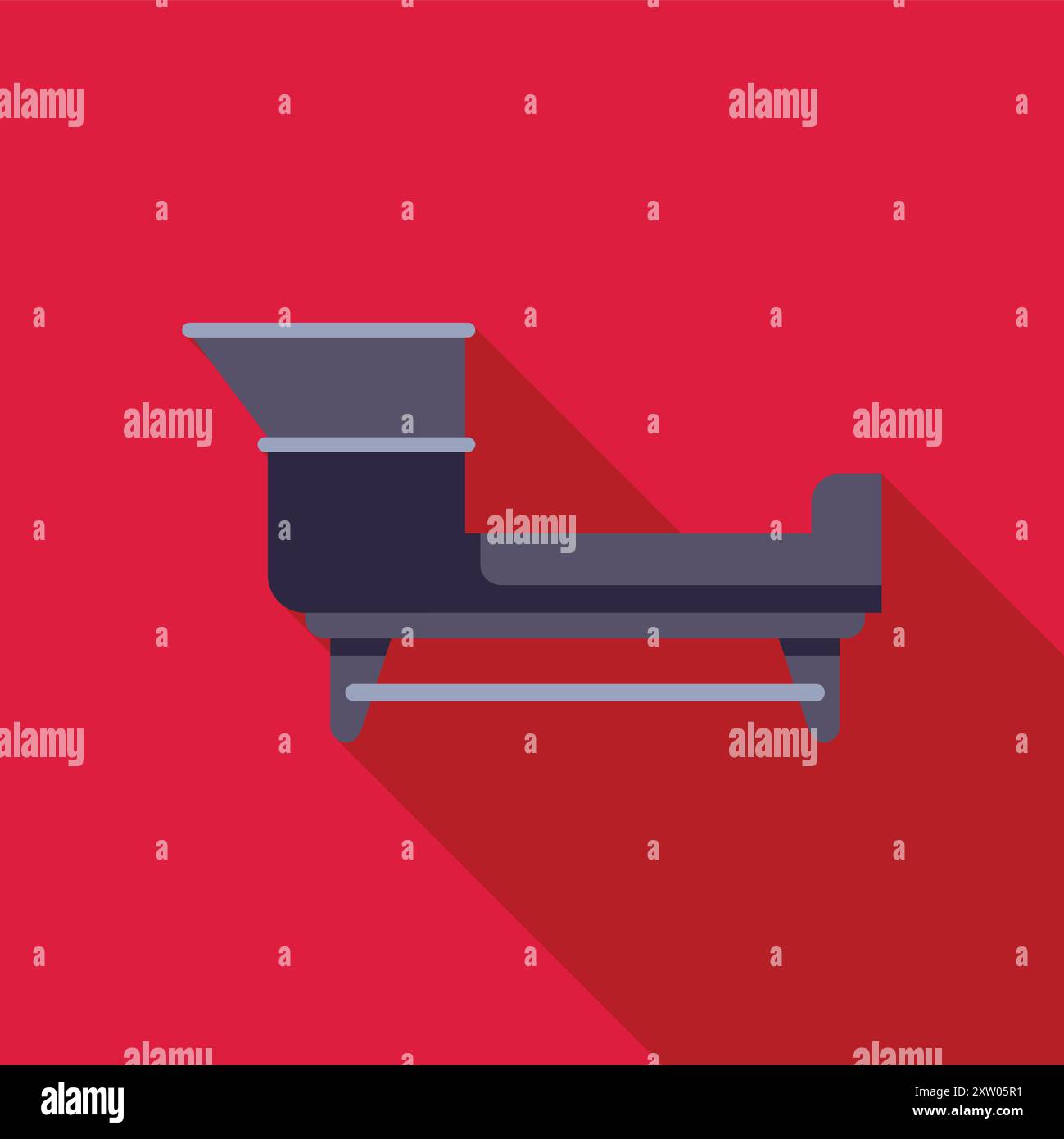 Hospital bed casting long shadow on a red background, healthcare ...