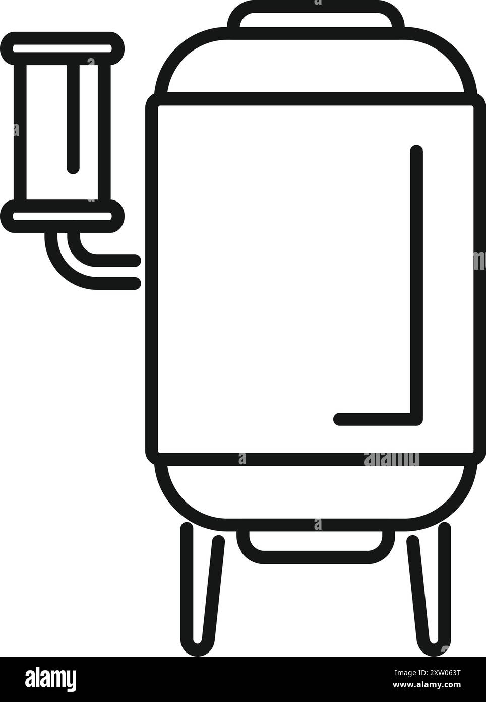 Line drawing of an industrial water heater with a boiler on top ...
