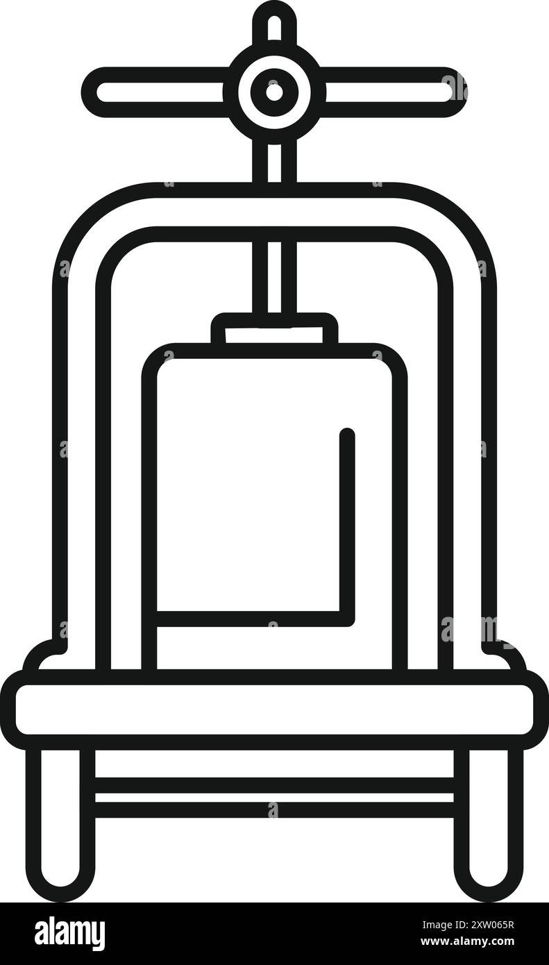 Traditional wine press machine is pressing grapes for the winemaking ...