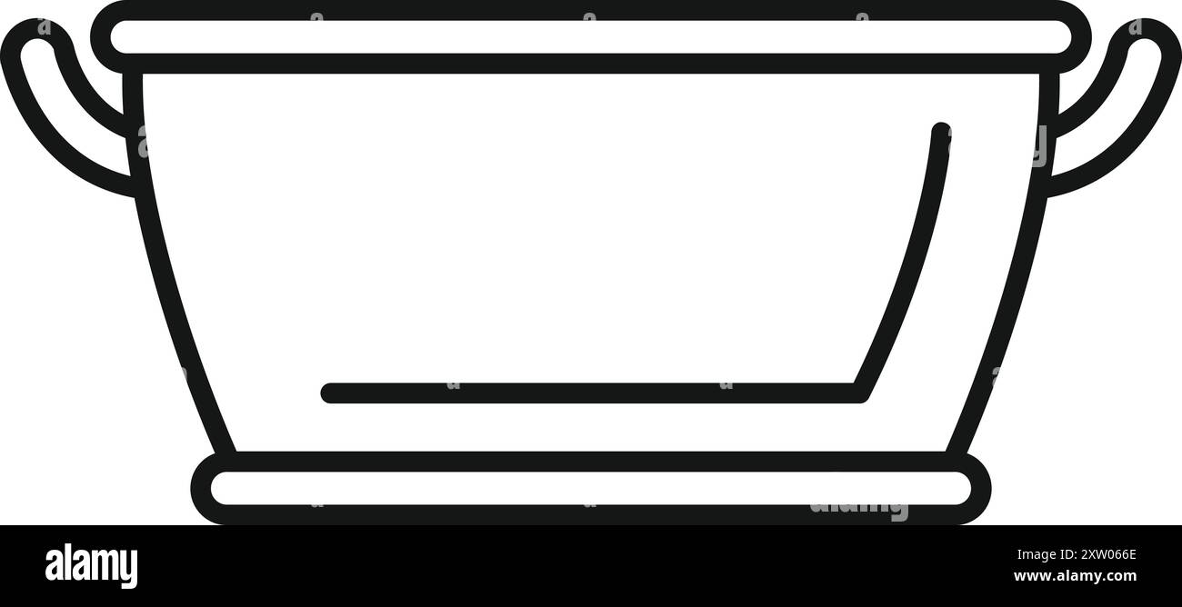 Simple line drawing of a large metal basin, the kind often used for ...