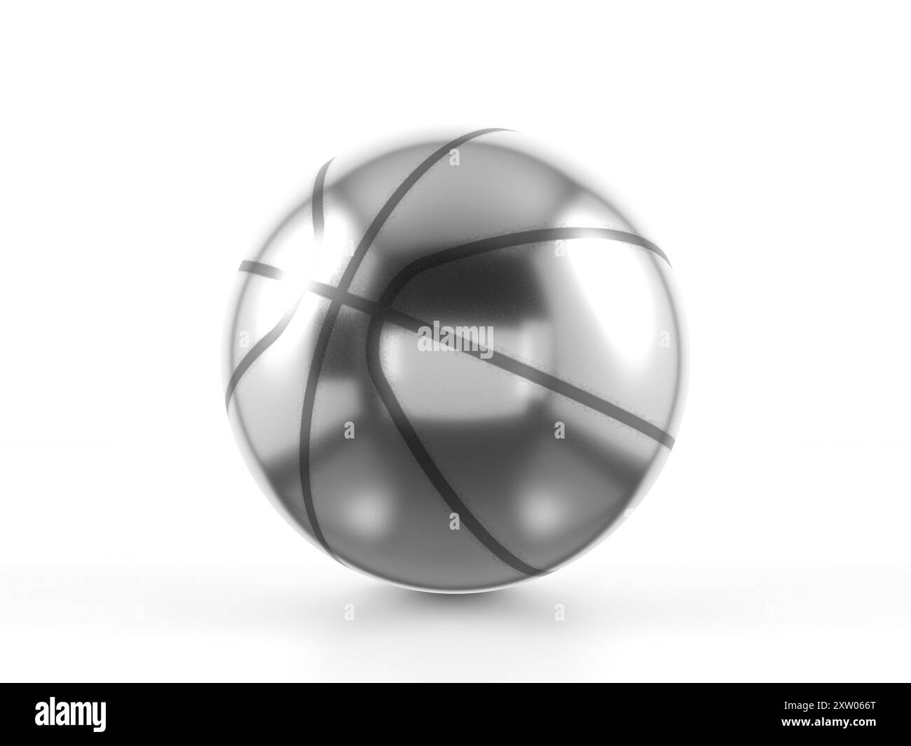 Silver basketball ball on a white background. 3d illustration Stock ...