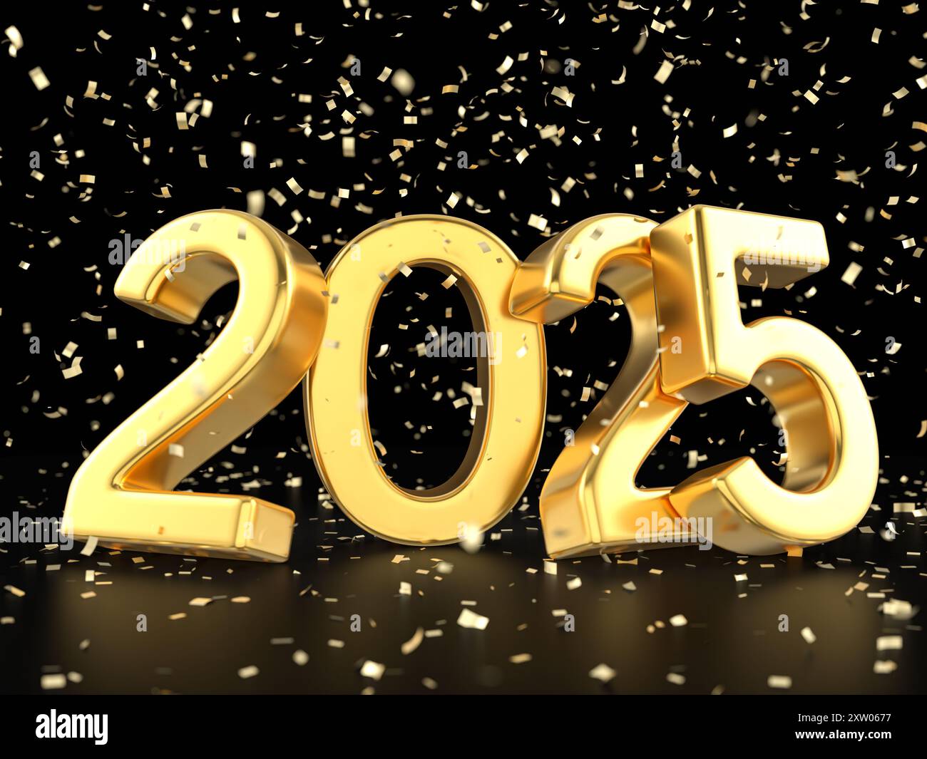 Gold new 2025 on a black background. 3d illustration Stock Photo - Alamy