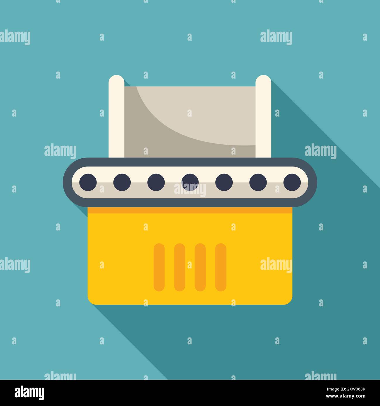 Conveyor belt transporting a product in a factory, industrial ...