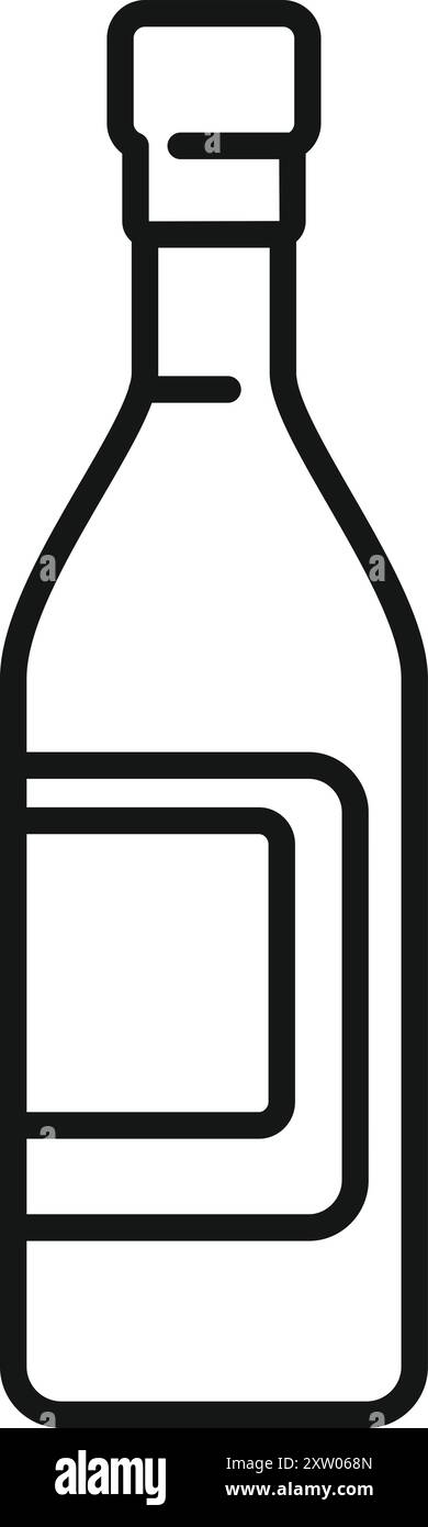 Simple line drawing of a wine bottle with a blank label for adding your ...