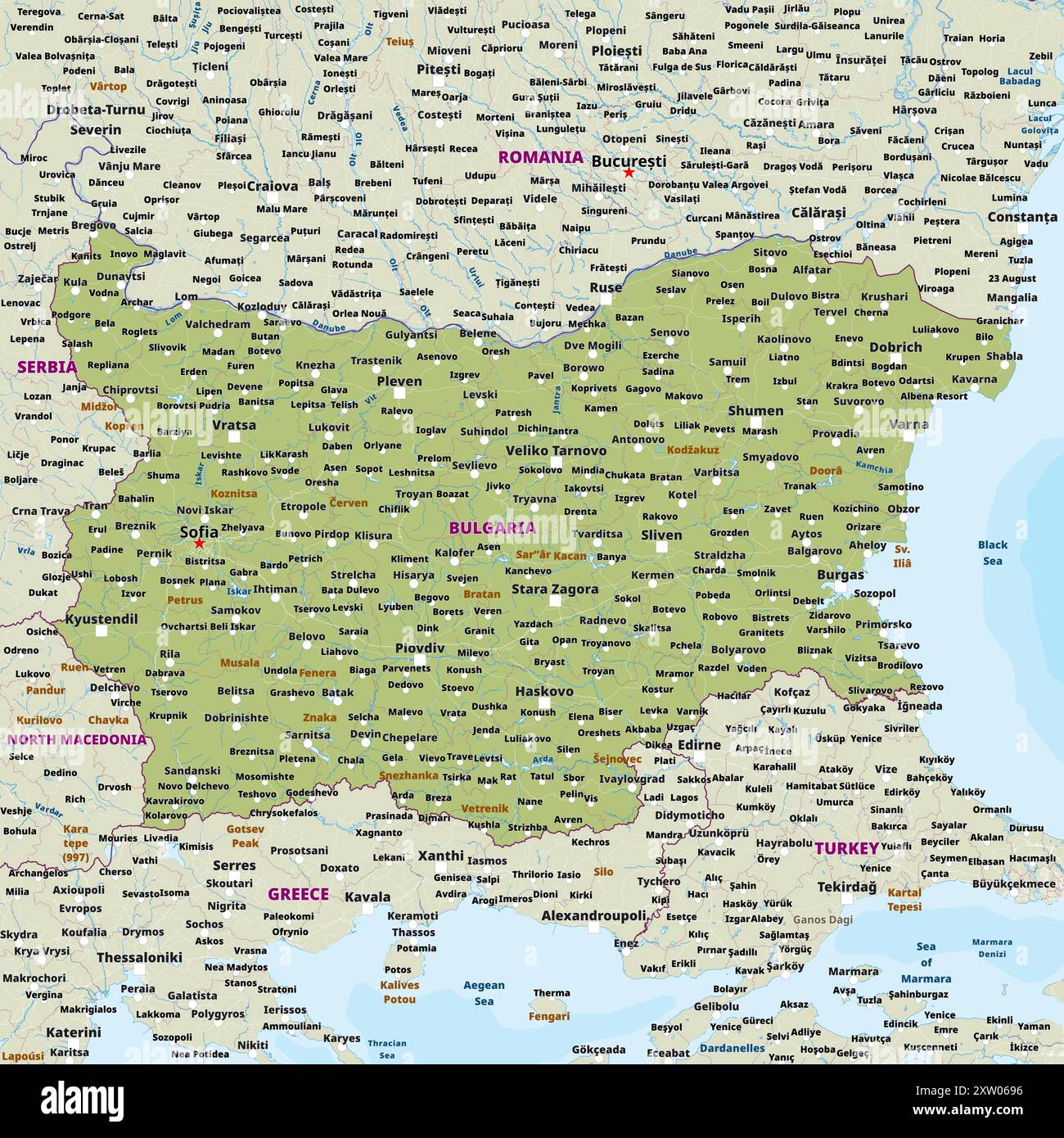 Detailed political map of Bulgaria Stock Vector Image & Art - Alamy