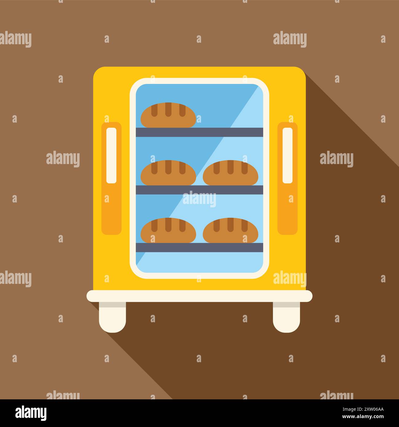 Illustration of an industrial bread making machine storing freshly ...