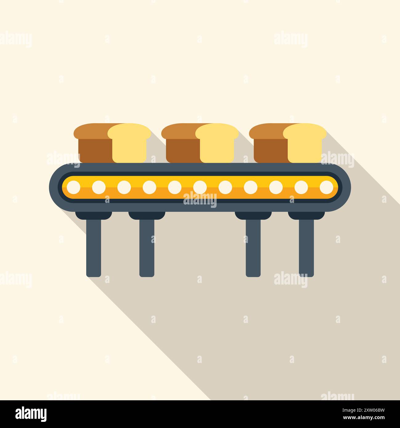 Conveyor belt moving freshly baked bread in a bakery factory Stock ...