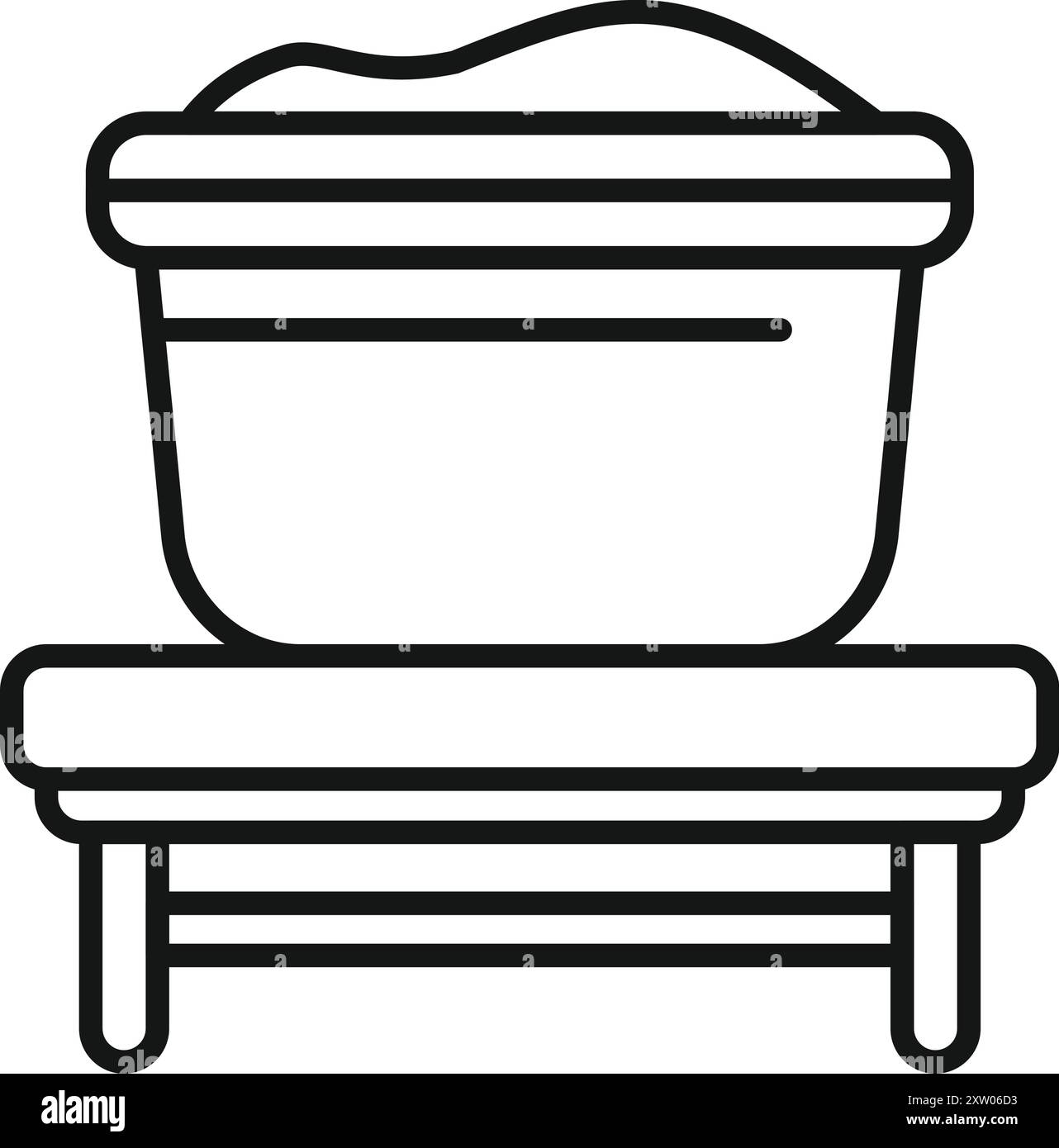 Line drawing of a container full of sand standing on a bench Stock ...