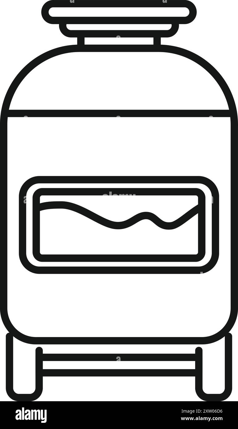 Line art icon of a water heater boiler with heating element warming up ...